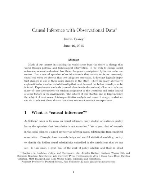 Pdf Causal Inference With Observational Causal