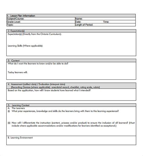 Free 11 Sample Lesson Plan Templates In Pdf Ms Word