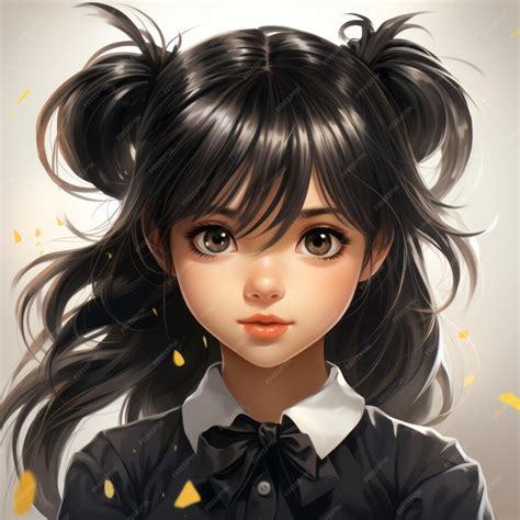 Premium Ai Image Anime Girl With Long Black Hair And A Bow Tie