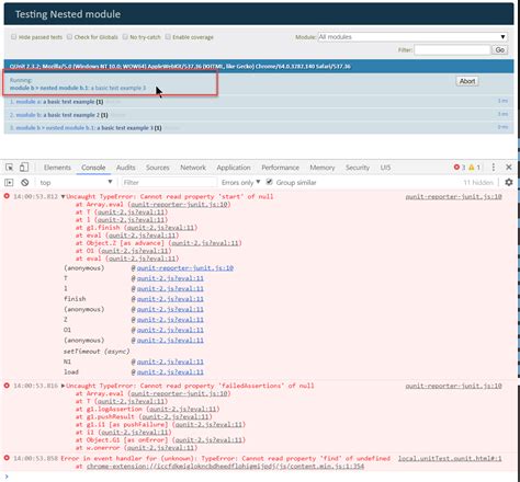 nested qunit module failed to finish execution · issue 1992 · sap