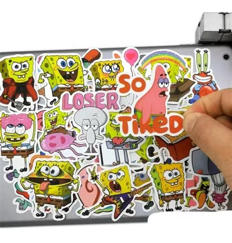 50 Stickers Calcomanías Bob Esponja Patricio Calamardo Serie En Venta