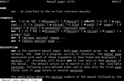 syntax is there a specification for a man page s synopsis section