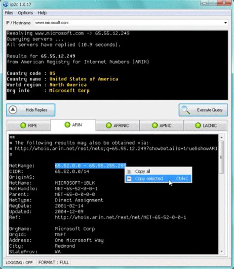 get country associated to specific ip address download