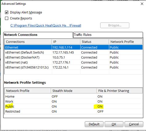 settings to windows firewall to allow docker for windows to share drive