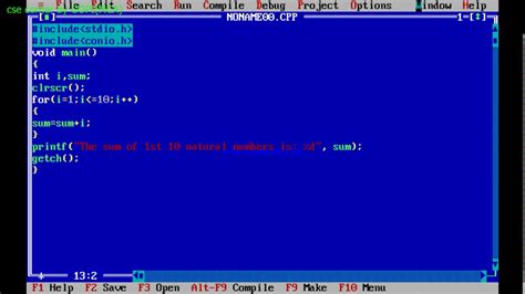 Sum Of 1st 10 Natural Numbers In C Youtube