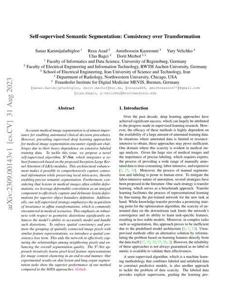 Pdf Self Supervised Semantic Segmentation Consistency Over