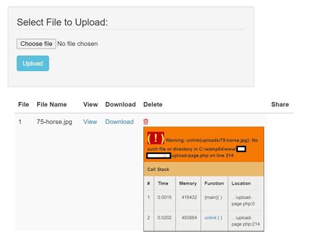 html how to delete a file through clikcing a link in php stack overflow