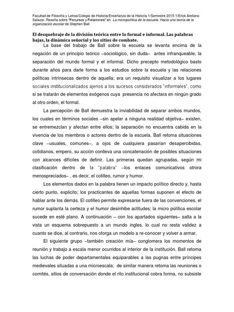 Reseña Sobre Recursos Y Relaciones En La Micropolítica De La