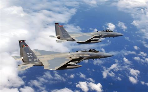 Two Gray Fighter Planes Airplane F 15 Eagle Hd Wallpaper Wallpaper