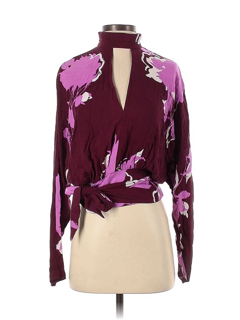 Free People 100 Rayon Burgundy Long Sleeve Blouse Size Xs 84 Off