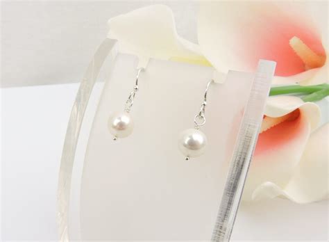 Sterling Silver Aaa Freshwater Pearl Drop Earrings Simple Etsy