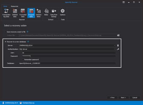 how to recover a single table from a sql server database backup