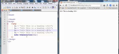 php how to add html tags as string in php code youtube