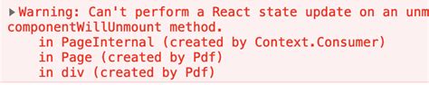 can t perform a react state update on an unmounted component · issue