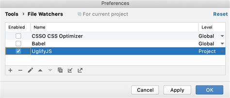 minifying javascript phpstorm documentation