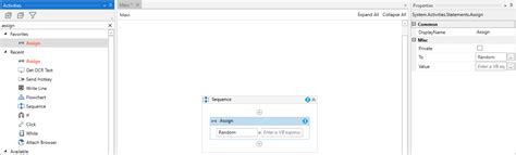 uipath sequence flowchart assign activity