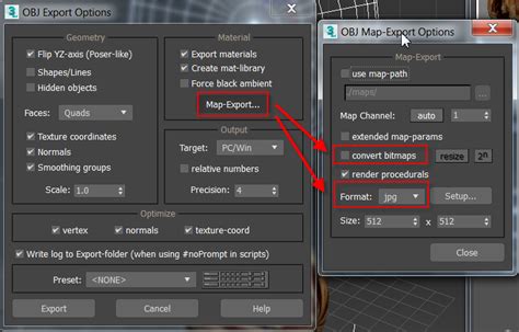 exporting an obj after uvw map