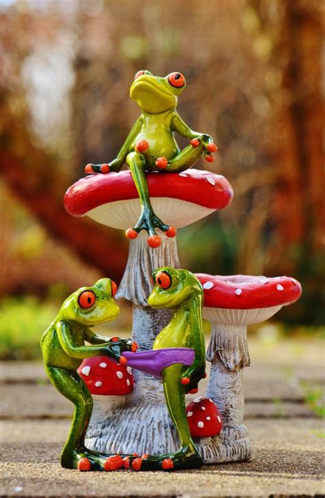 무료 이미지 그룹 귀엽다 빨간 장난감 깃털 가금류 세밀화 그림 버섯 작은 입상 비행 Agaric 이상한