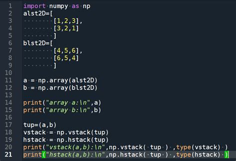 python ndarray的水平 垂直堆疊 import numpy as np np vstack tuple np