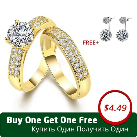 Uloveido Promise Engagement Double Rings For Couples Men Women Gold