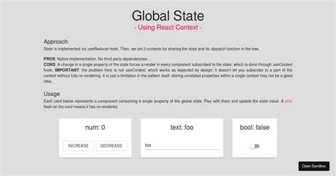 global state using react context only codesandbox