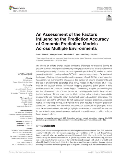 Pdf An Assessment Of The Factors Influencing The Prediction Accuracy