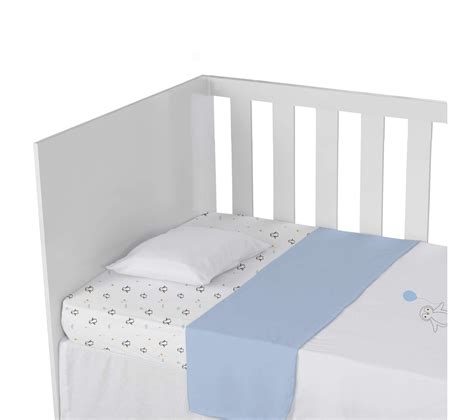 Lot De 2 Draps Housses Bébé Coton Jersey Bleu Ciel Pingouin 60x120 Cm