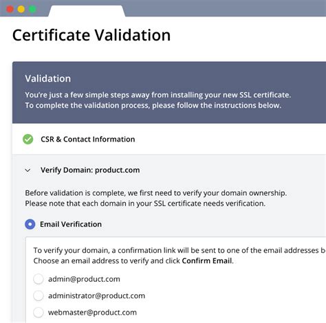 one step validation zerossl