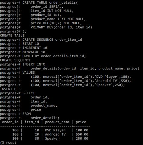 Postgresql Create Sequence Geeksforgeeks