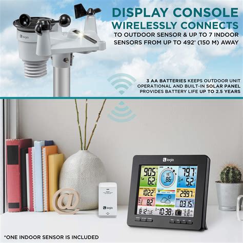 Logia 7 In 1 Wi Fi Weather Station With Solar Indoor Outdoor Remote