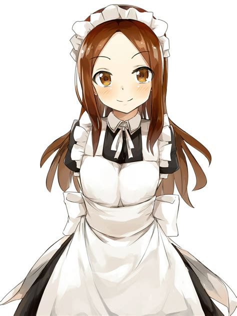 Safebooru Alternate Costume Arms Behind Back Bangs Blush Brown Eyes