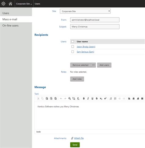sending emails kentico 11 documentation