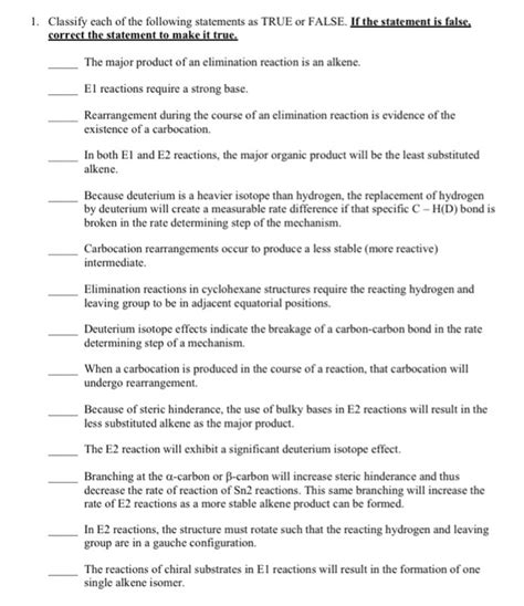 solved 1 classify each of the following statements as true