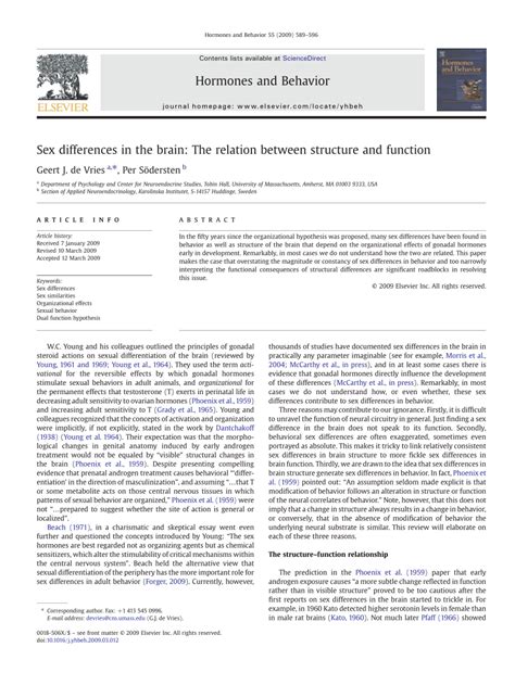 pdf sex differences in the brain the relation between structure and