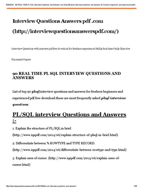 90 real time pl sql interview questions and answers list of top 90