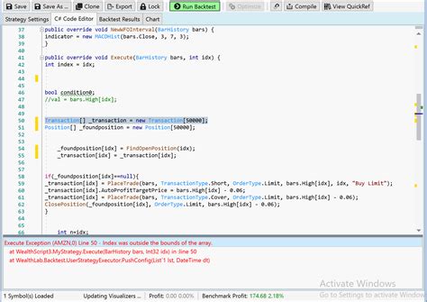 index was outside the bounds of the array wealthlab