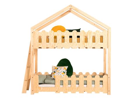 Lit Cabane Superposé 90x200 échelle à Gauche Sommier Inclus Chloé