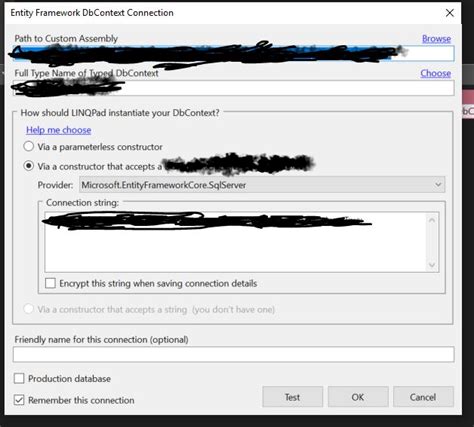 c linqpad ef core no database provider has been configured for this