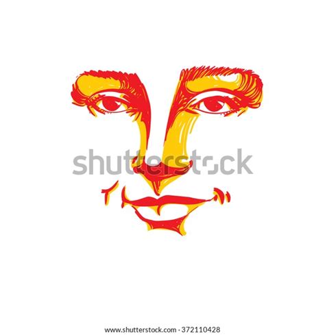 Handdrawn Portrait Whiteskin Flirting Woman Face Stock Vector Royalty
