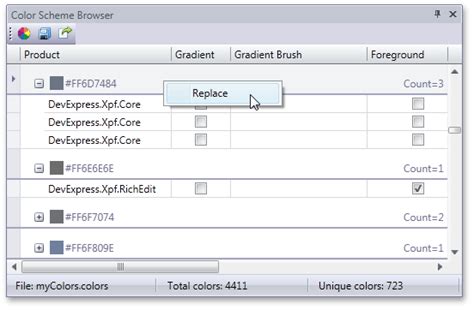 color scheme browser wpf theme editor devexpress
