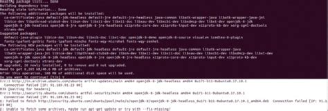 error saying connection failed when trying to install java jdk on slave