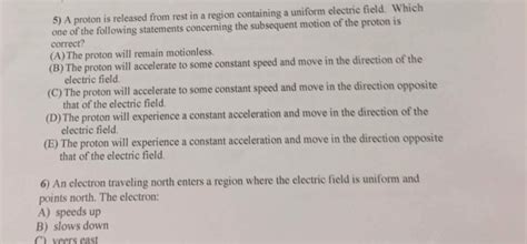 Solved A Proton Is Released From Rest In A Region Containing