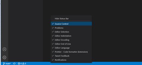 vs code status bar stack overflow