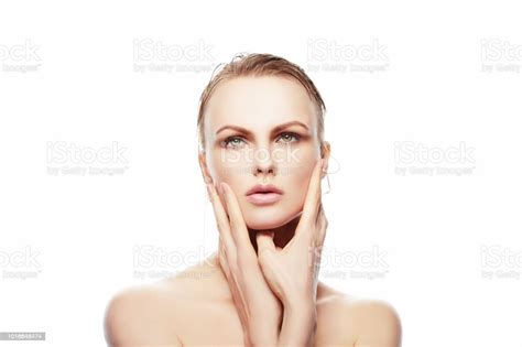 Attractive Fashion Model Girl Beauty Portrait Isolated White Background