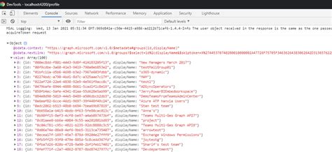 get list of microsoft azure ad group names using msal