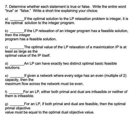 Solved 7 Determine Whether Each Statement Is True Or False