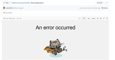 why my jupyter notebook showing an error occured on github stack