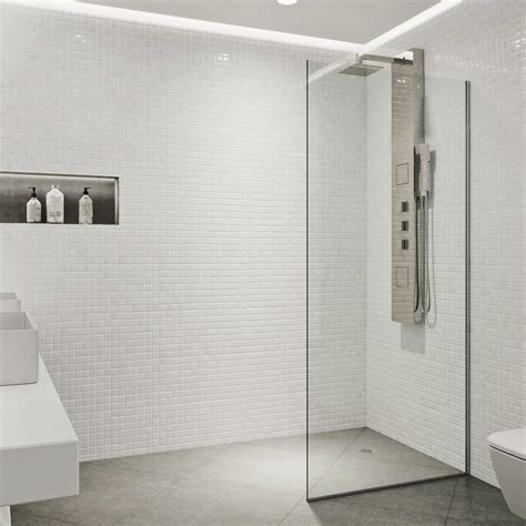 Vigo Zenith 34 In W X 74 In H Frameless Fixed Shower Screen In