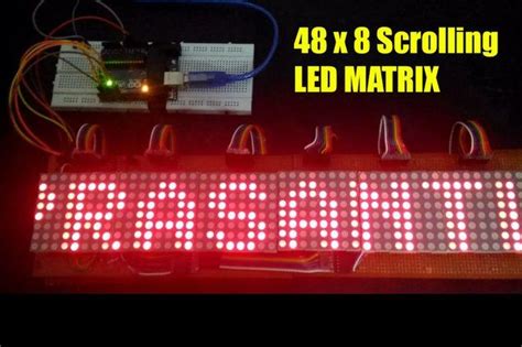 48 x 8 scrolling led matrix display using arduino and shift registers