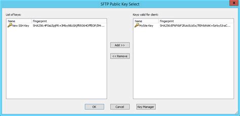 configuring sftp authentication options for a settings template or user